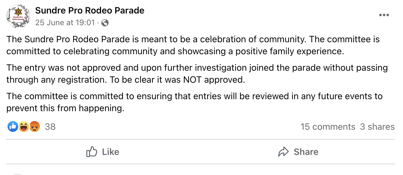 Racialized caricature of Singh and Trudeau in Sundre, Alberta rodeo ...